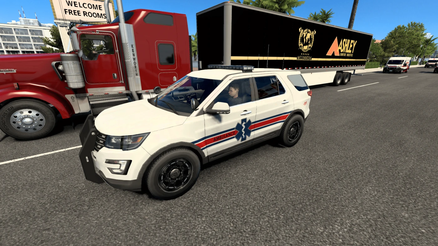 ATS emergency vehicles pack for American Truck Simulator - TruckyMods