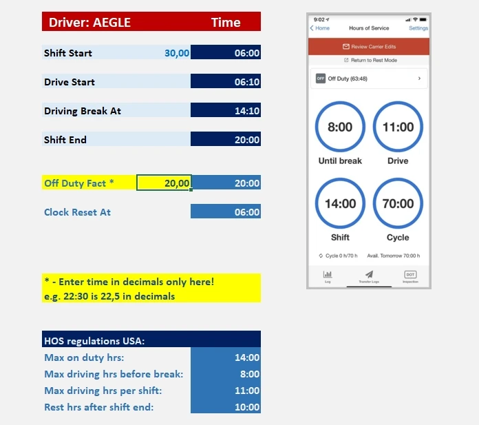 HOS and Route planning tool (excel file) for American Truck Simulator ...